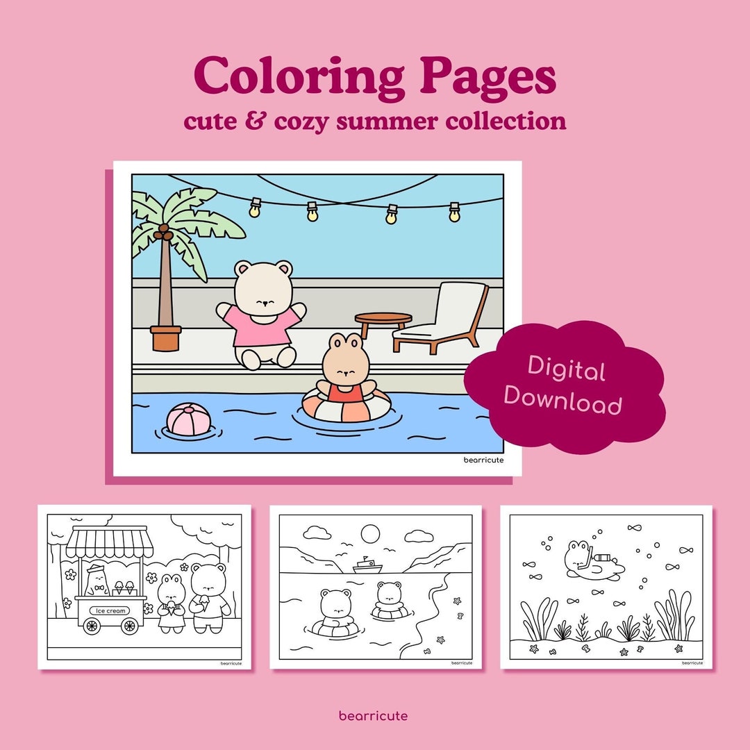 Summer Fun Coloring Pages Summer Adult & Kids Summer Cozy Coloring ...