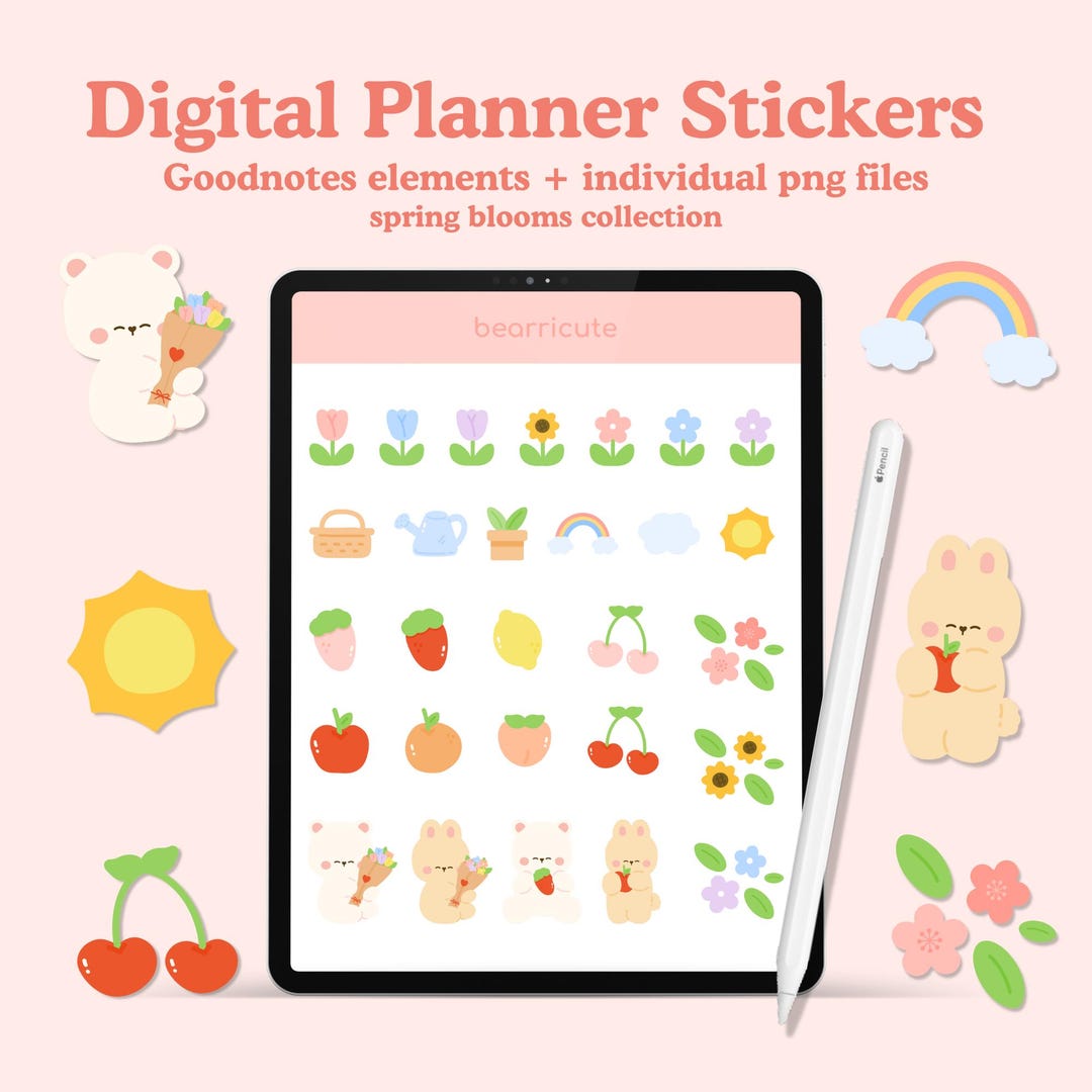 Cute 2025 Spring Digital Planner Stickers for Goodnotes - Kawaii ...
