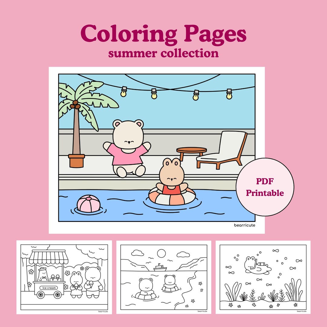 Summer Fun Coloring Pages - Summer Adult & Kids Summer Cozy Coloring ...