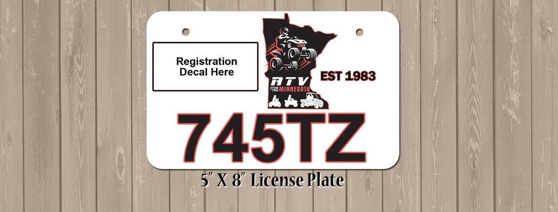ATV Minnesota Atv License Plate Custom ATV/UTV License - Etsy