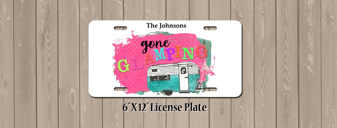 Custom License Gone Glamping, Camping Sign, Camping License Plate ...