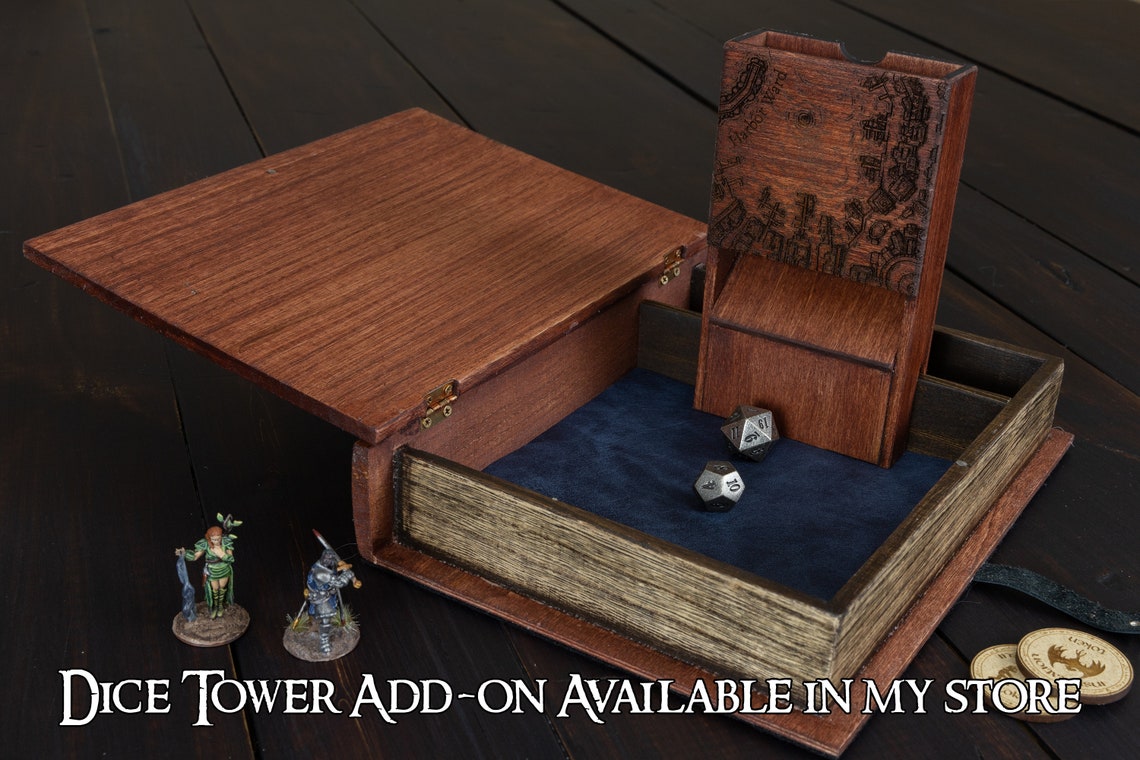 Custom Engraved Spell Book Dice Tray Box | Etsy