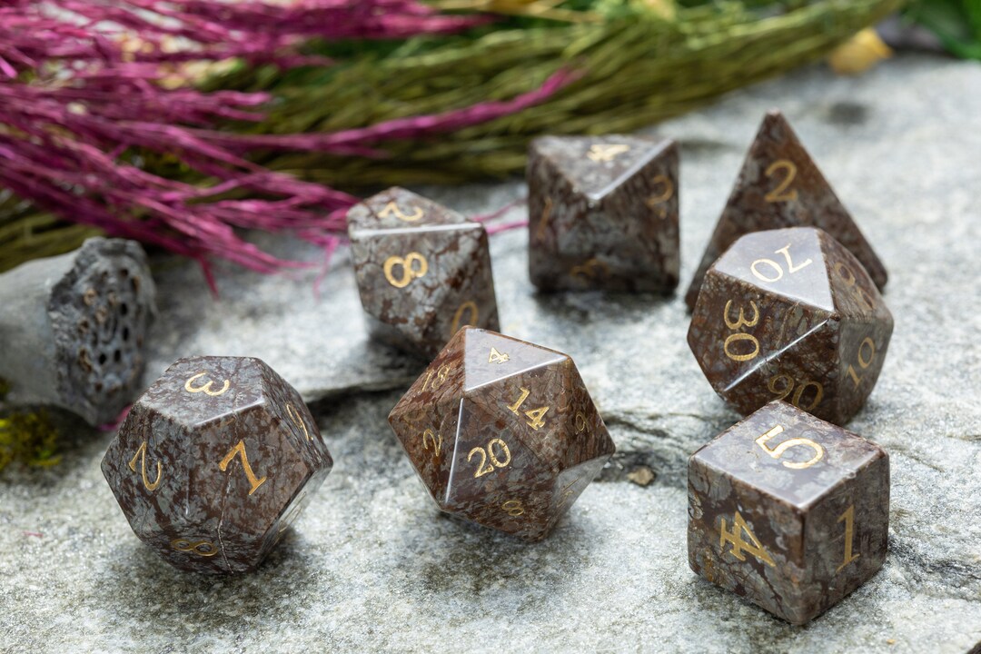 Brown Snowflake Obsidian Stone Dice Set - Etsy