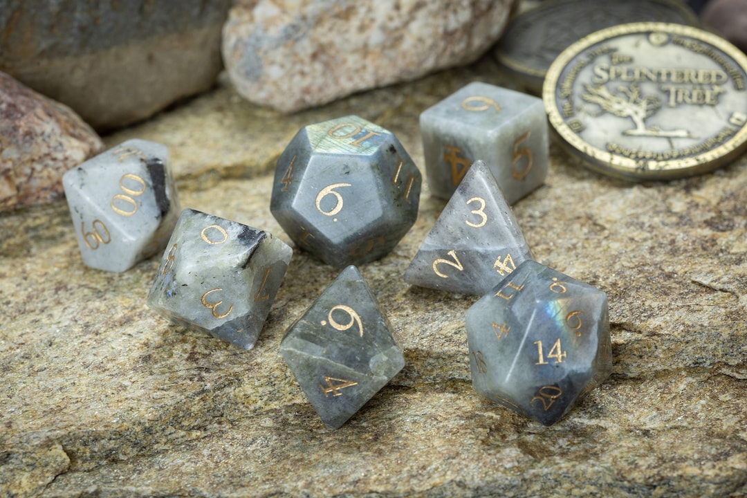 Moonstone (grey Labradorite) Stone Dice Set - Etsy