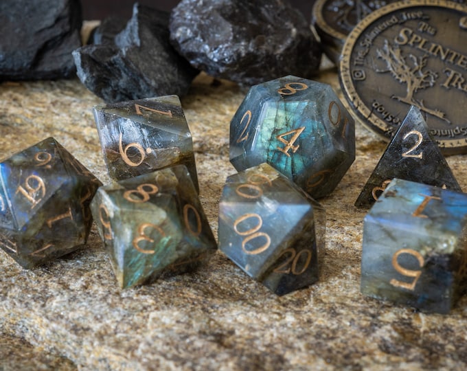 Dark Side of the Moonstone (black Labradorite) Stone Dice Set - Etsy