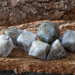 Moonstone (grey Labradorite) Stone Dice Set - Etsy