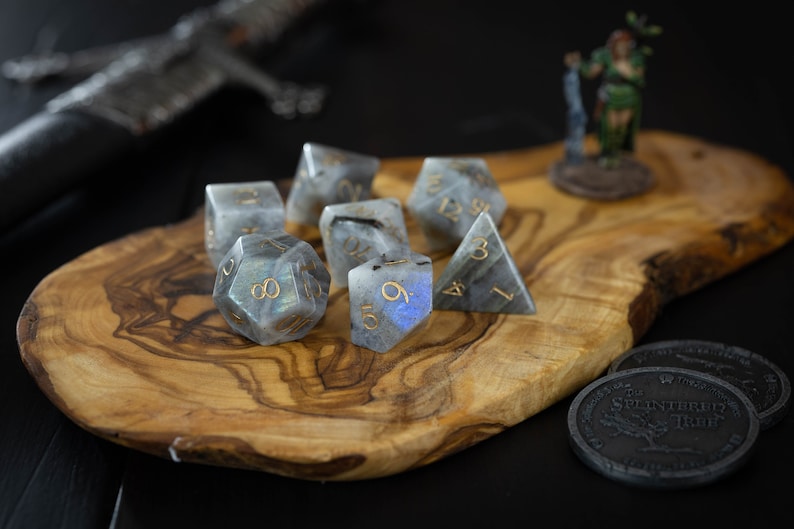 Moonstone (grey Labradorite) Stone Dice Set - Etsy