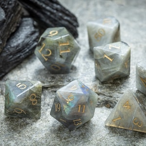 Moonstone (grey Labradorite) Stone Dice Set - Etsy