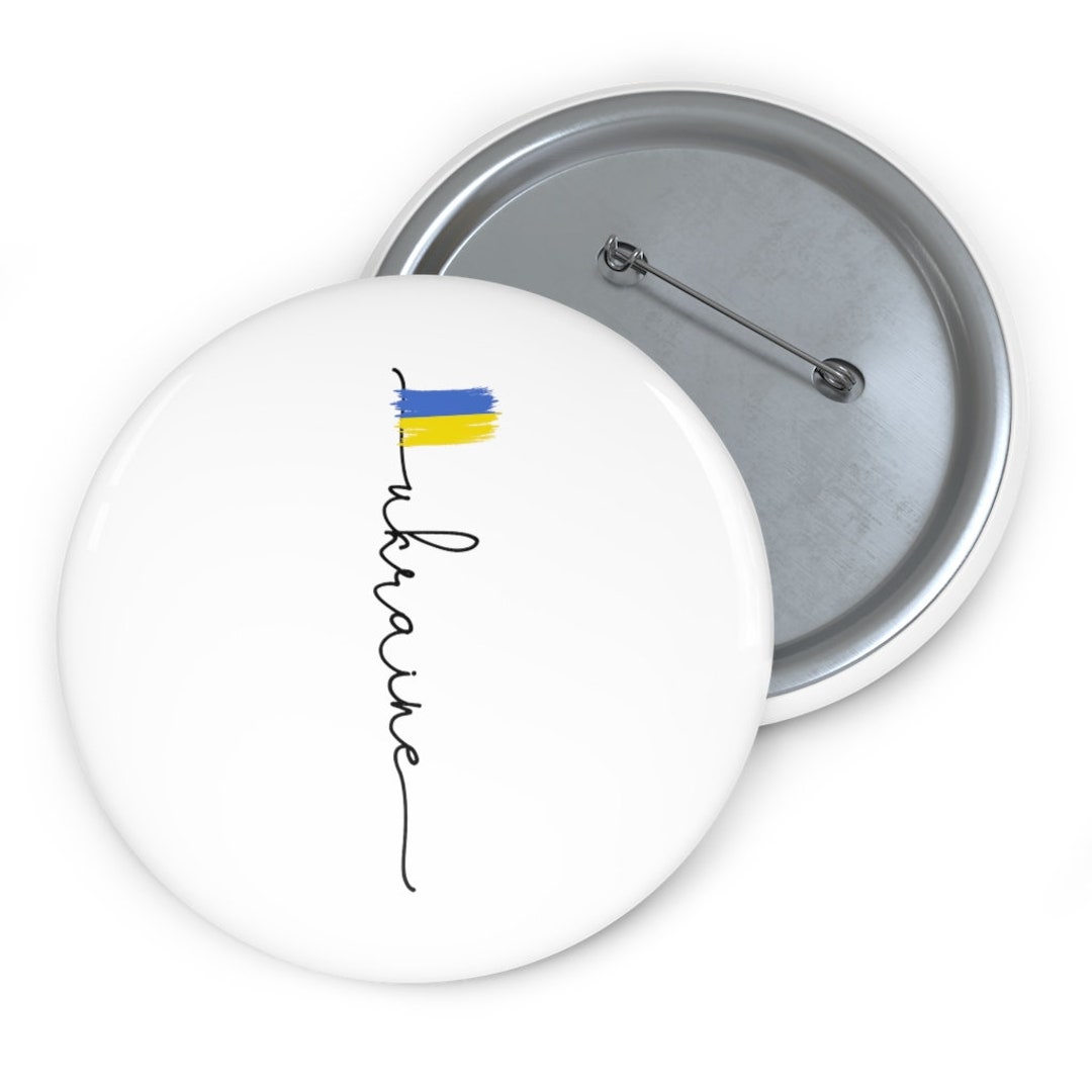 Ukraine Flag Pin, Ukrainian Flag Heart Button, Stand With Ukraine ...