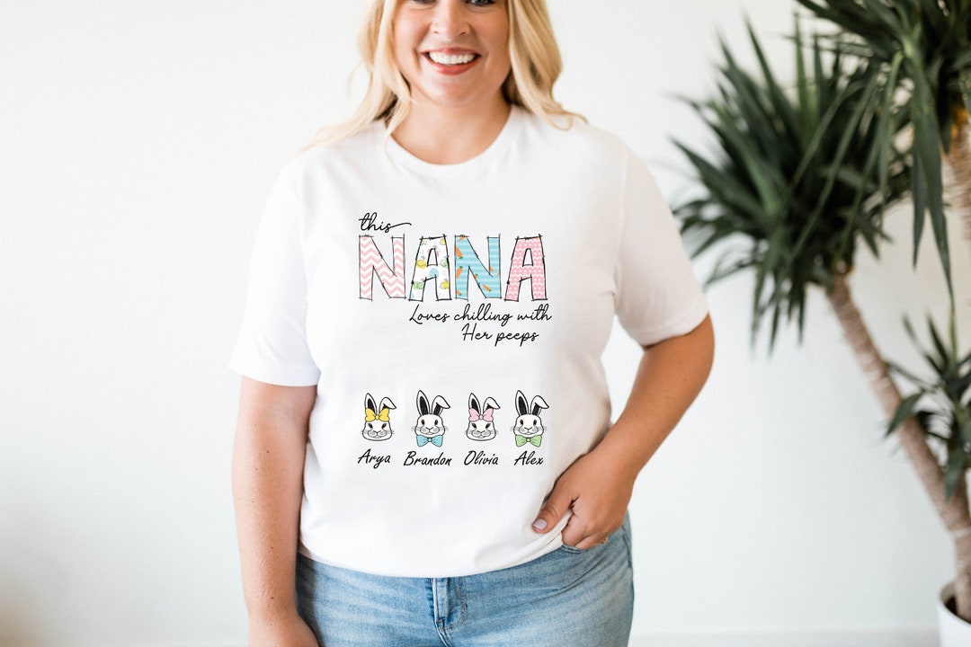 Custom Easter Nana Shirt, Personalized Grandma Shirt With Kids Names ...
