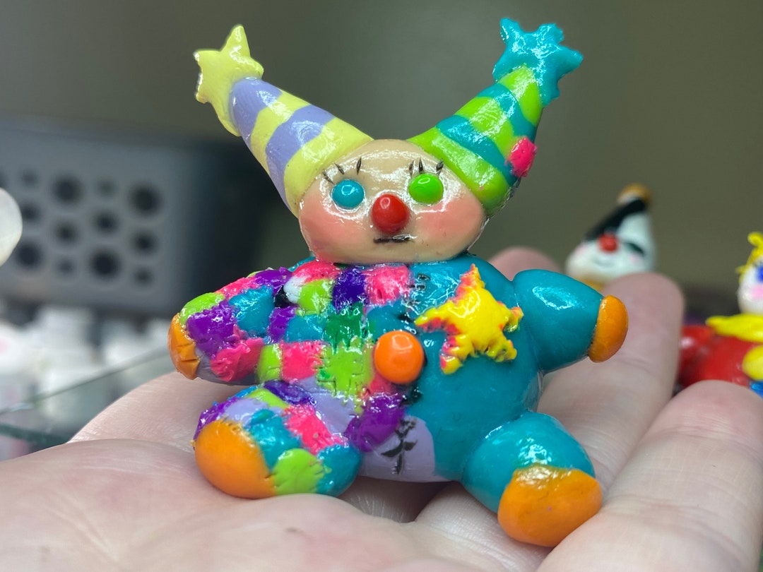 OOAK Patchwork Clown Buddy, Patchy the Clown, Polymer Clown With Party ...