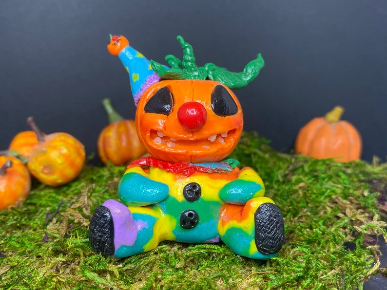 OOAK Pumpkin the Clown Polymer Creation Halloween Gift Novelty Figurine ...
