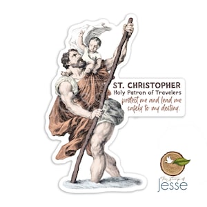 St. Christopher Patron of Travelers Waterproof Sticker | Catholic ...