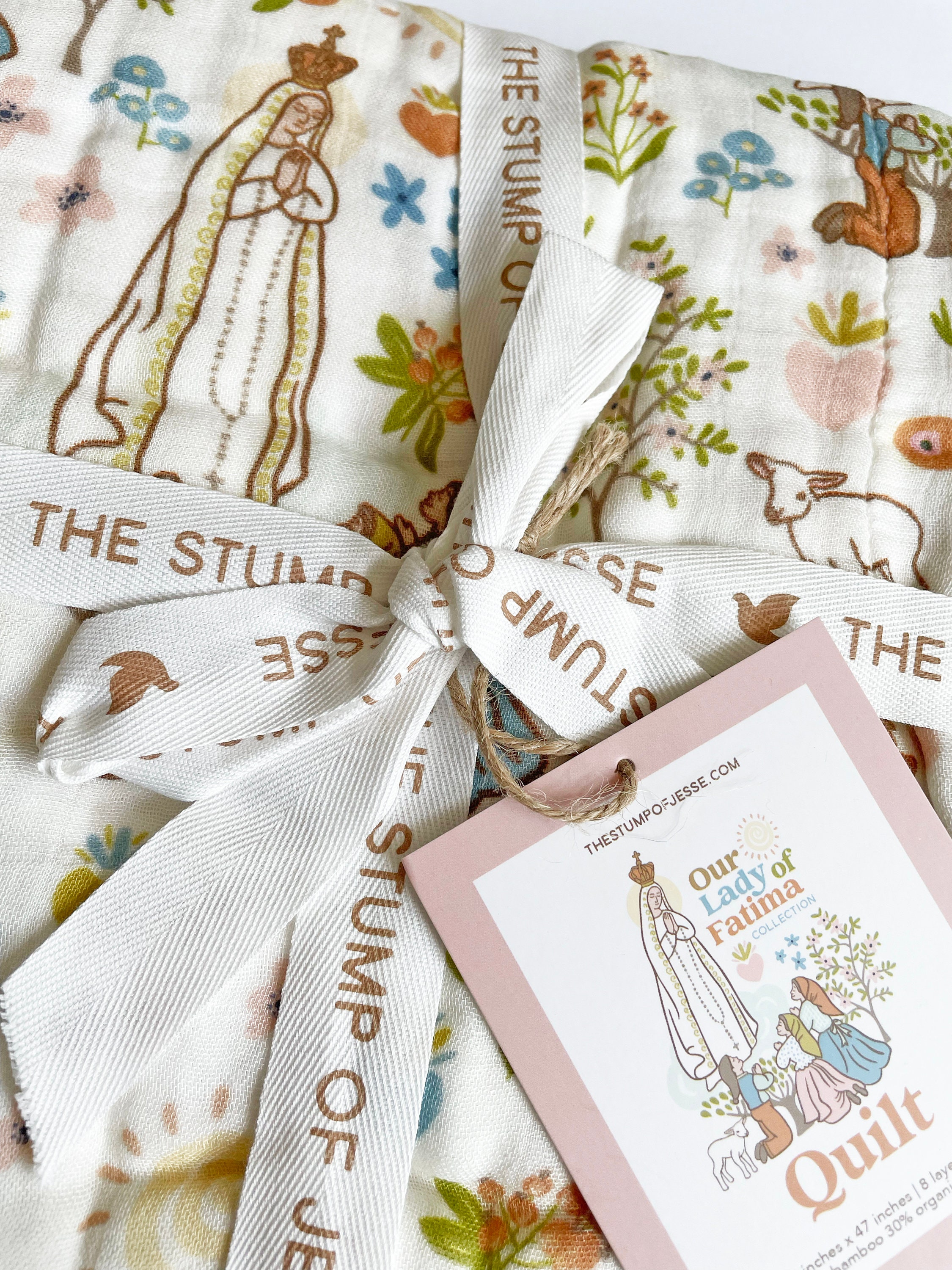 Our Lady of Fatima Luxury Double Sided Muslin 8 Layer Quilt | Catholic ...