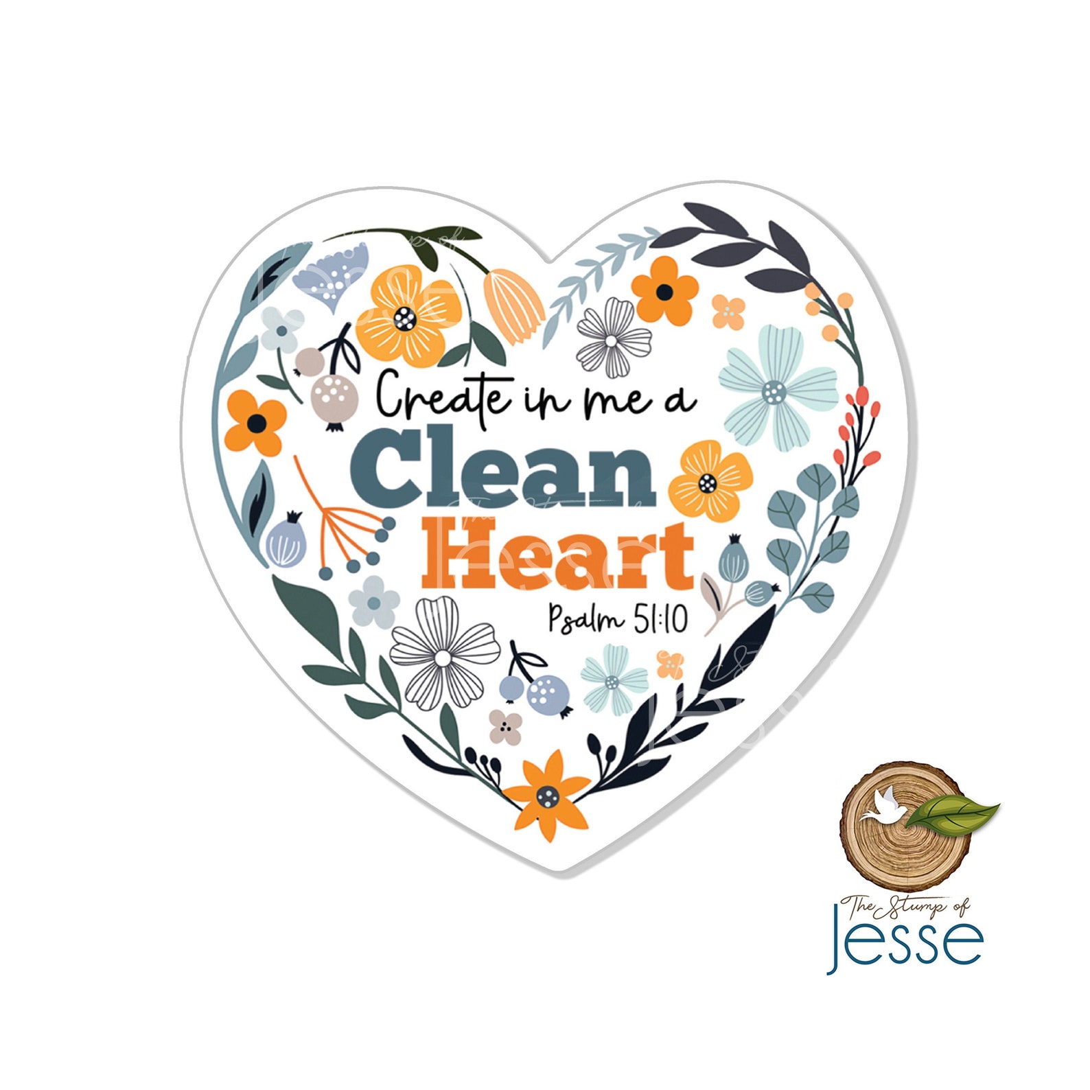 Create in Me a Clean Heart Sticker | Catholic Sticker | Bible Verse ...