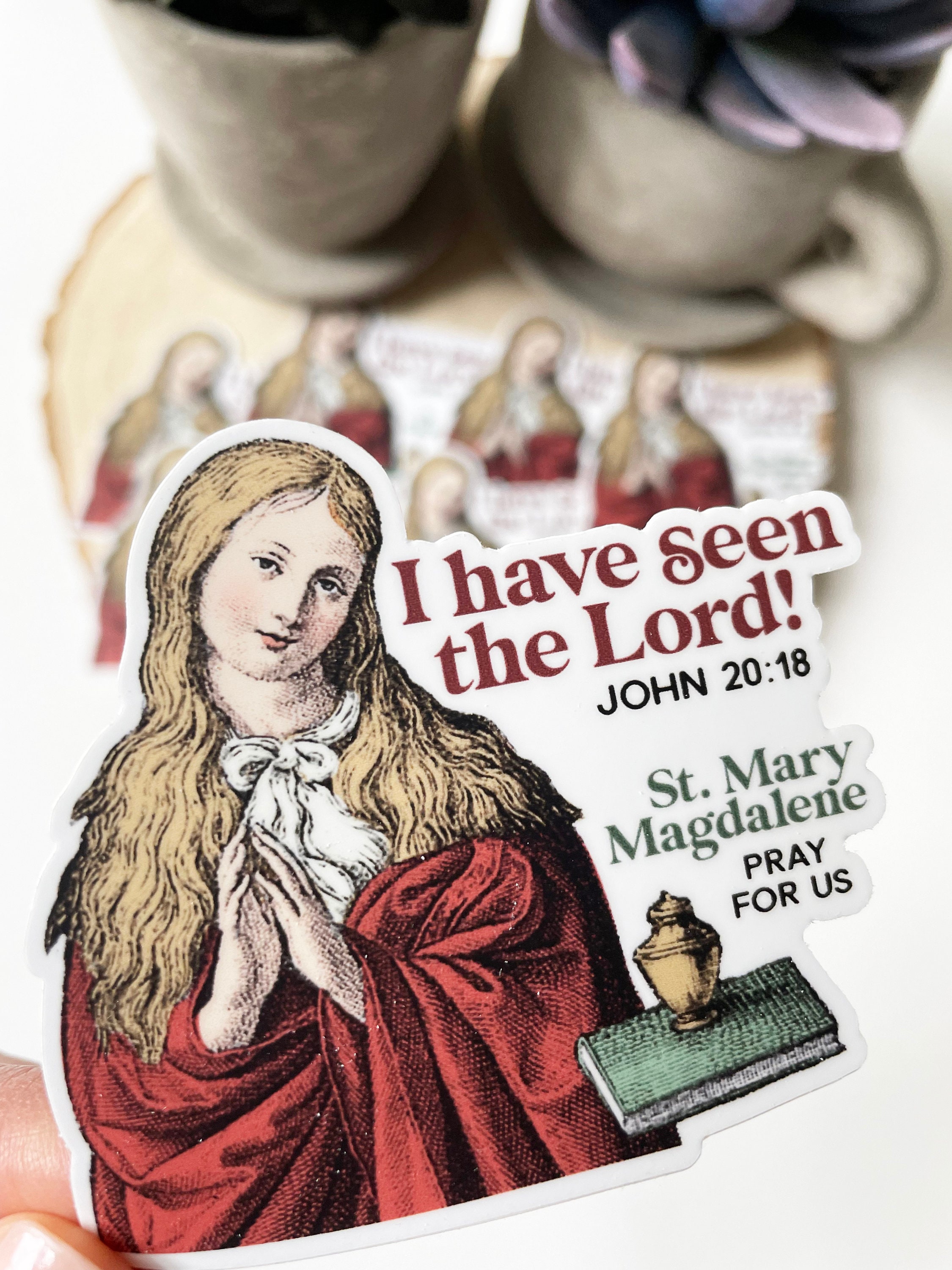 St. Mary Magdalene Waterproof Sticker | I Have Seen the Lord | Catholic ...