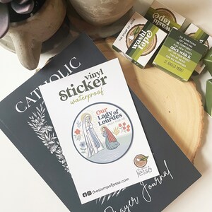 Our Lady of Lourdes Waterproof Sticker | St. Bernadette | Catholic ...