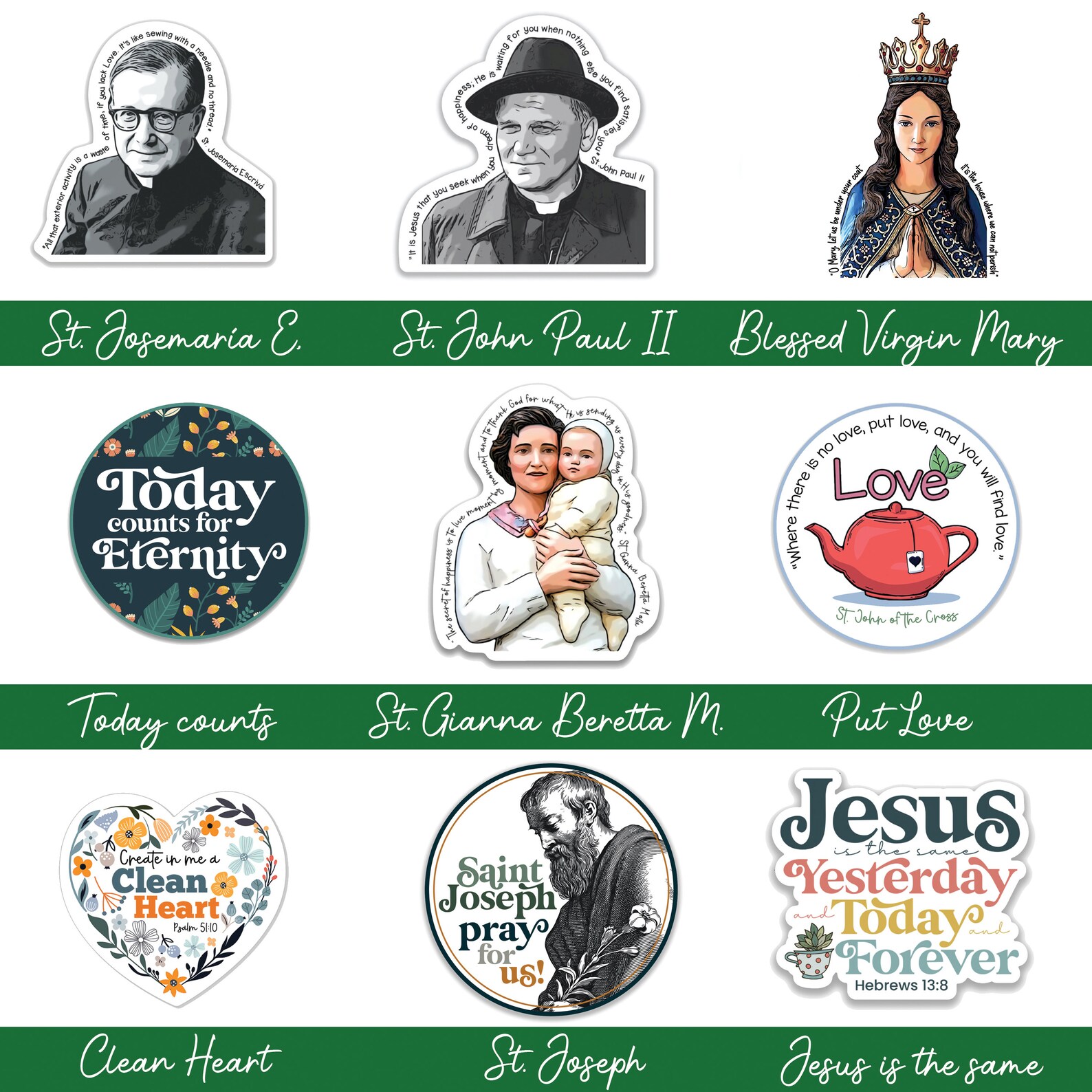 Catholic Sticker Bundle Mother Teresa St. John Paul - Etsy