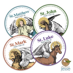 Symbols of the Four Evangelist Sticker Pack | Catholic Stickers ...