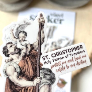 St. Christopher Patron of Travelers Waterproof Sticker | Catholic ...