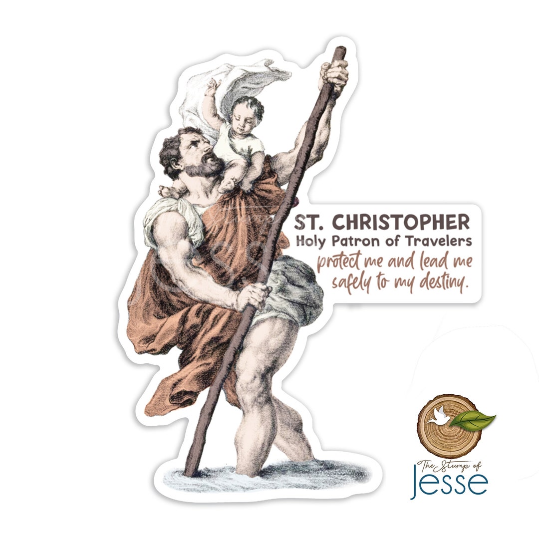 St. Christopher Patron of Travelers Waterproof Sticker | Catholic ...