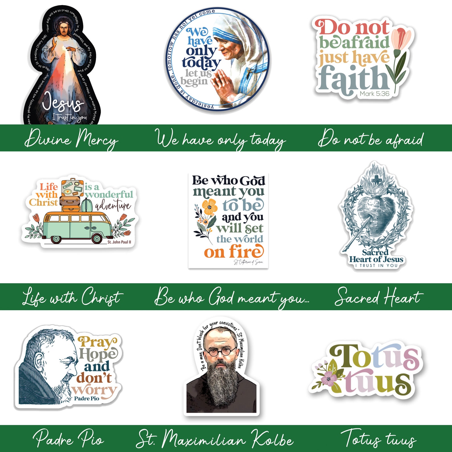 Catholic Sticker Bundle Mother Teresa St. John Paul | Etsy