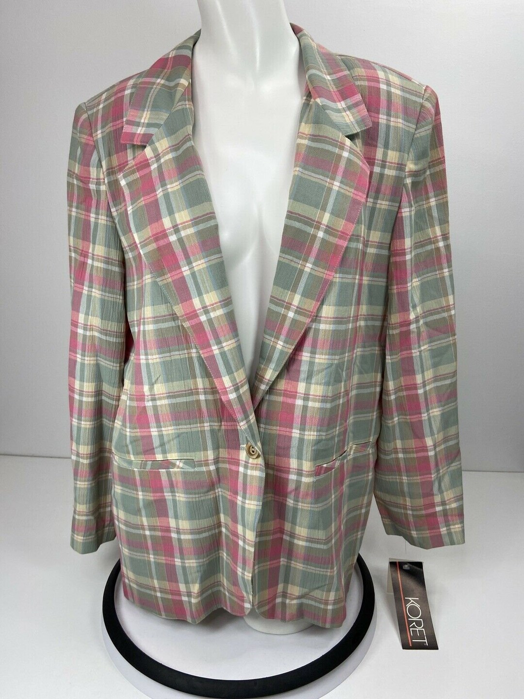 Vintage Nwt’s Koret Blazer 1990's Nwt's Pink Plaid Summer Lightweight ...
