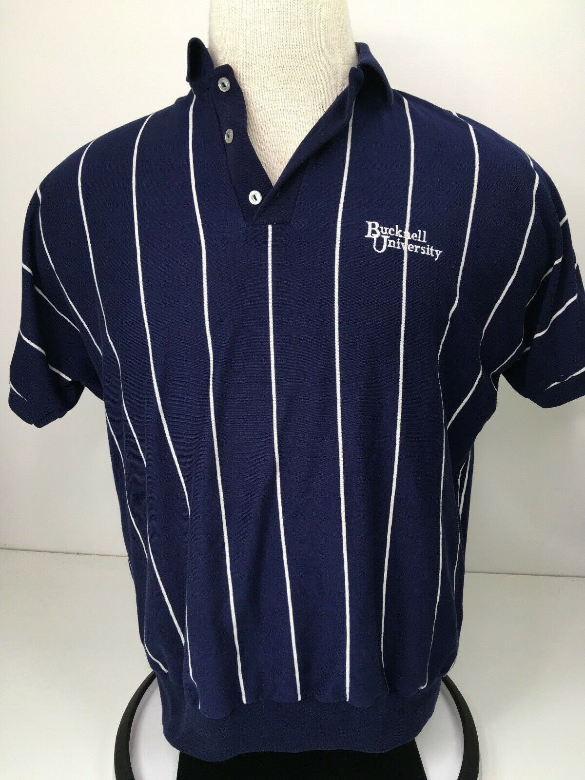 Vintage Bucknell University 1980’s Size XL Blue White Striped Polo ...