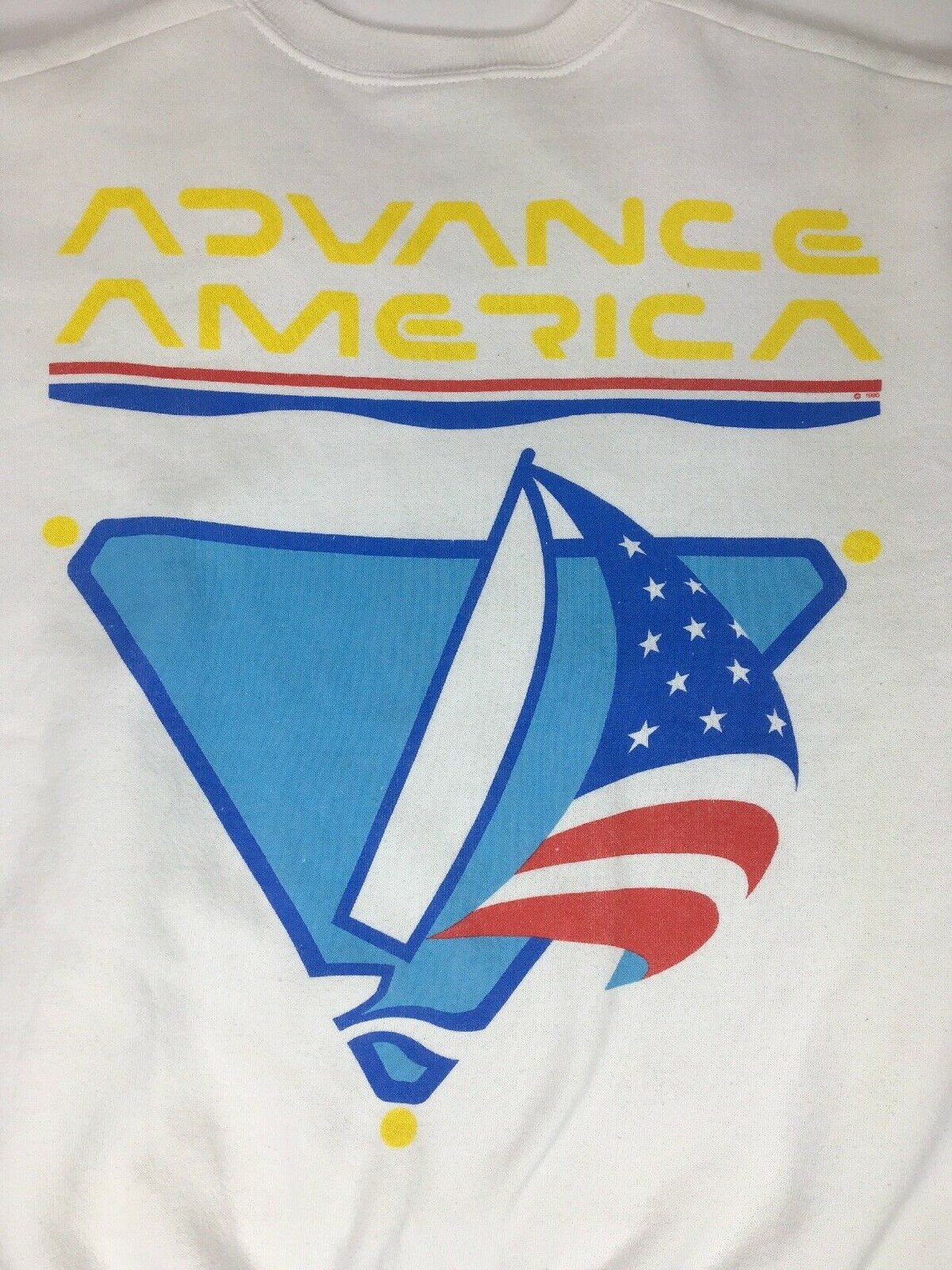 Vintage Advance America White Crew Neck Sweatshirt Boat Logo Size Large ...