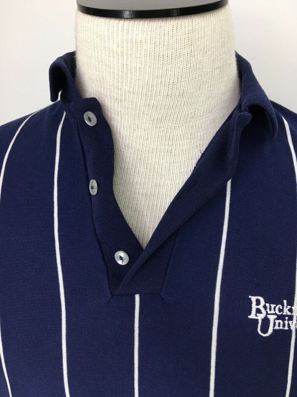 Vintage Bucknell University 1980’s Size XL Blue White Striped Polo ...