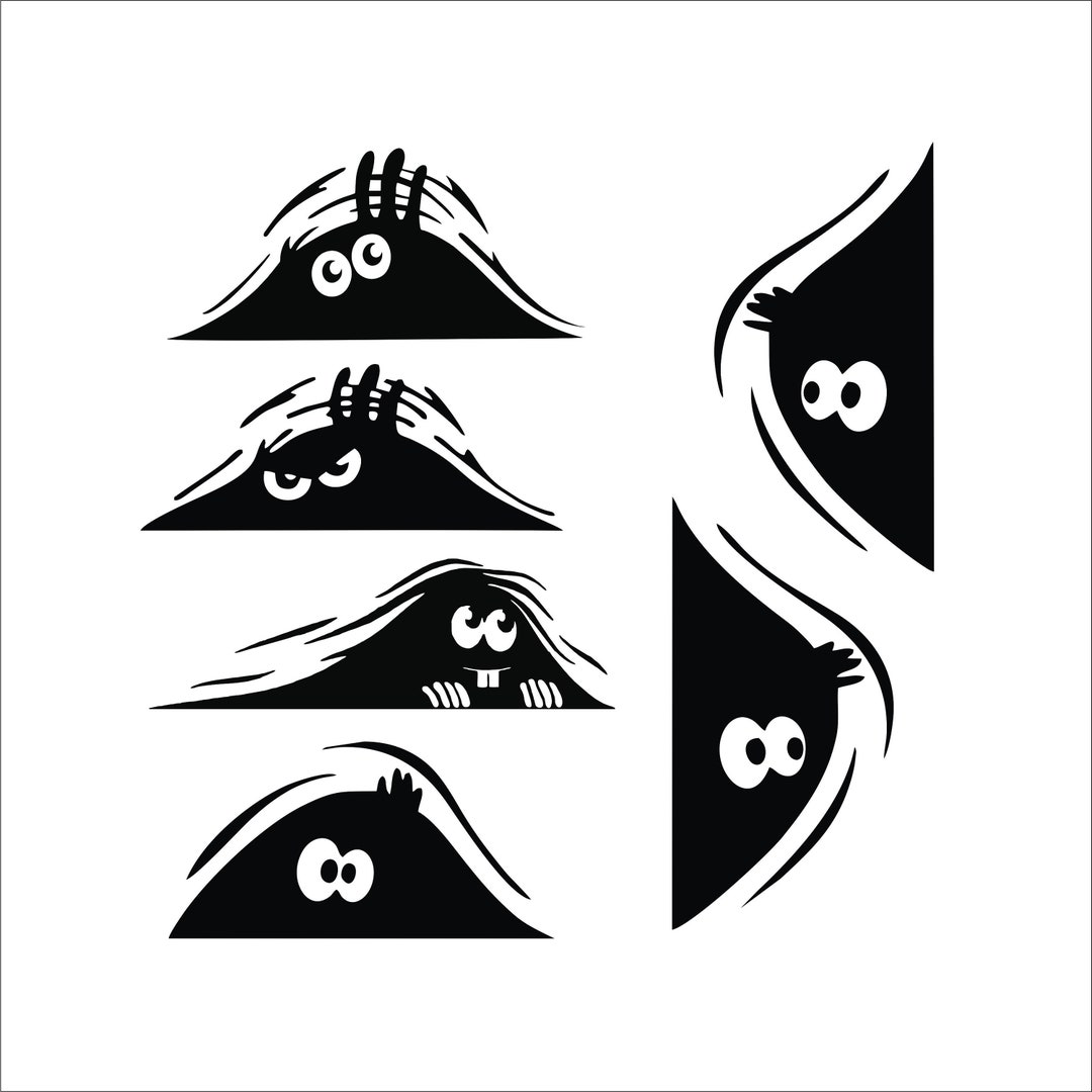 Funny Peeking Monster Faces SVG Cut File, Silhouette, Cricut, SVG ...