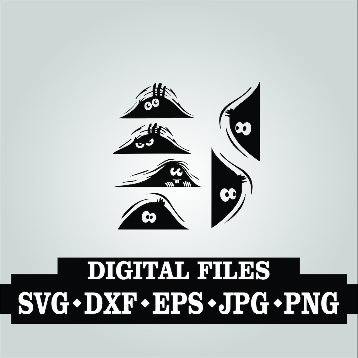 Funny Peeking Monster Faces SVG Cut File Silhouette Cricut - Etsy