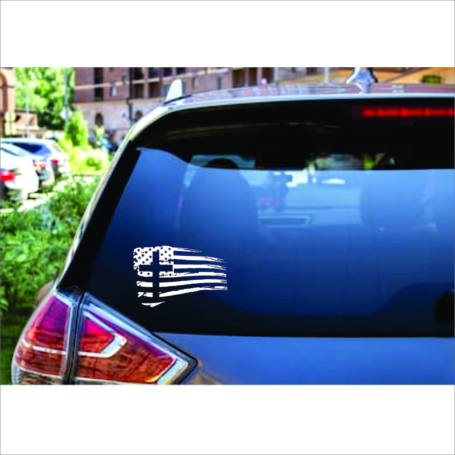 AMERICAN FLAG TATTERED With Cross Decal. Free Shipping. | Etsy