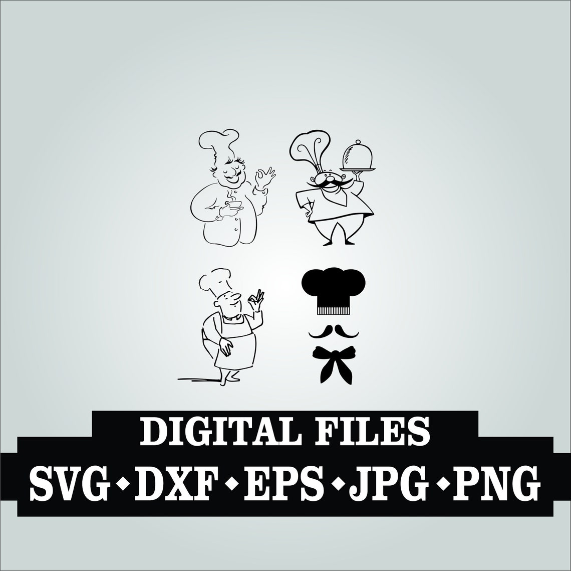 Chefs Clipart SVG Cut File Silhouette Cricut SVG DIGITAL | Etsy