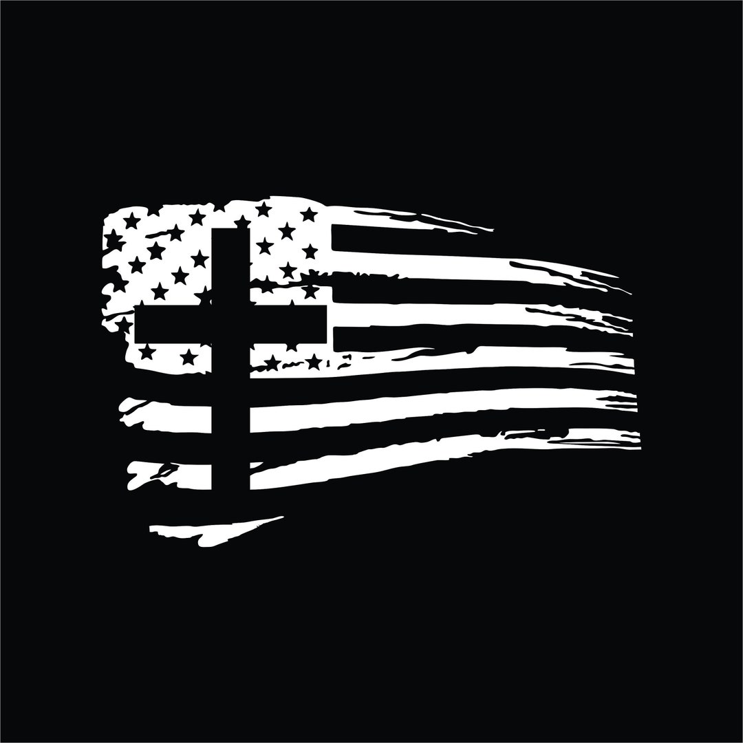 AMERICAN FLAG ~ TATTERED ~ With Cross Decal. Free Shipping. - Etsy