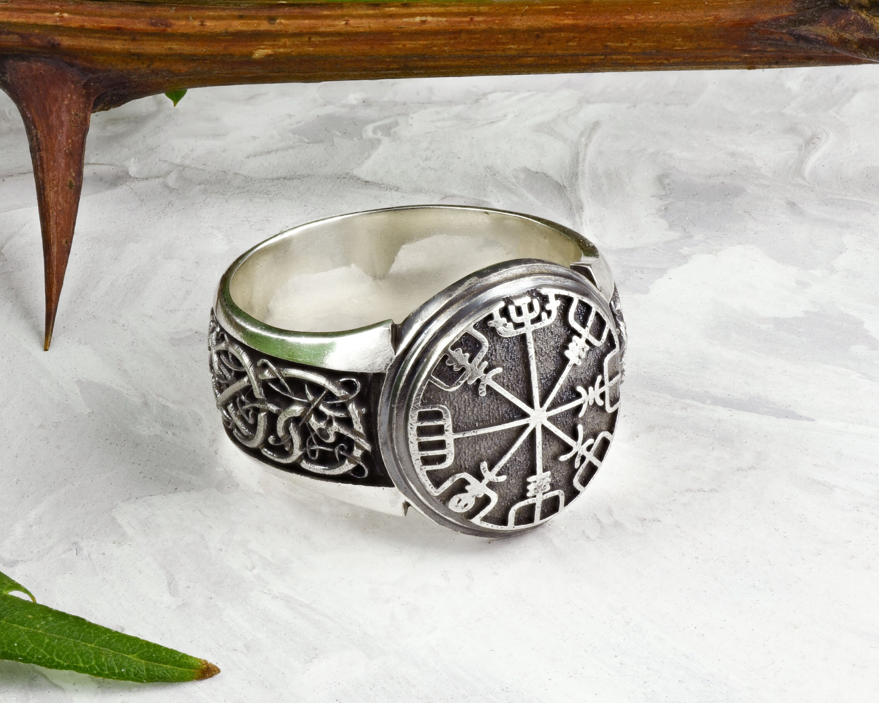 Compass Ring Runic ring Viking silver rings for men Mens | Etsy