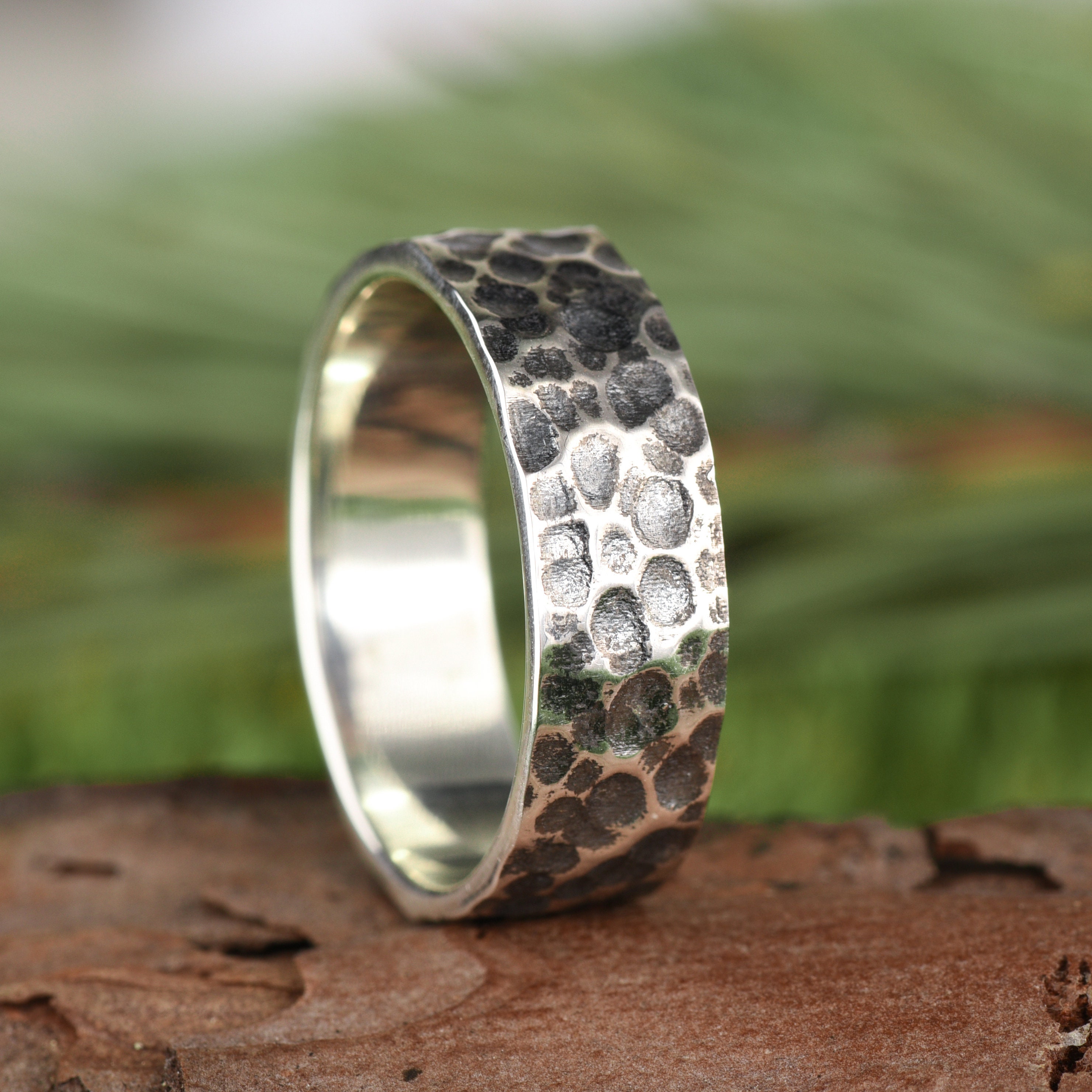 Mens Rock Wedding Band Mens Rustic Ring Sterling Silver Long - Etsy