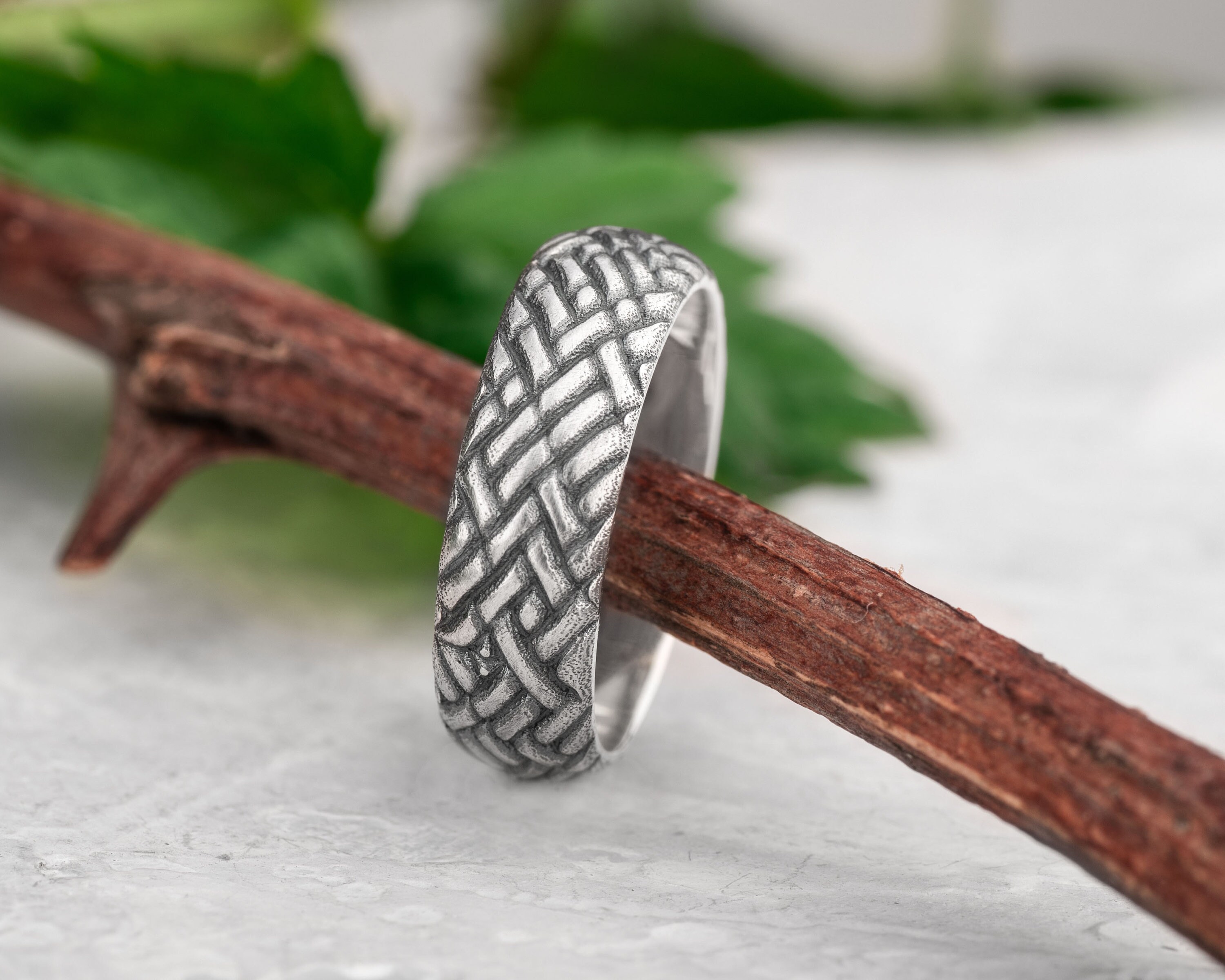 Solid Silver Band Ring Sterling Silver Braided Ring Unique - Etsy