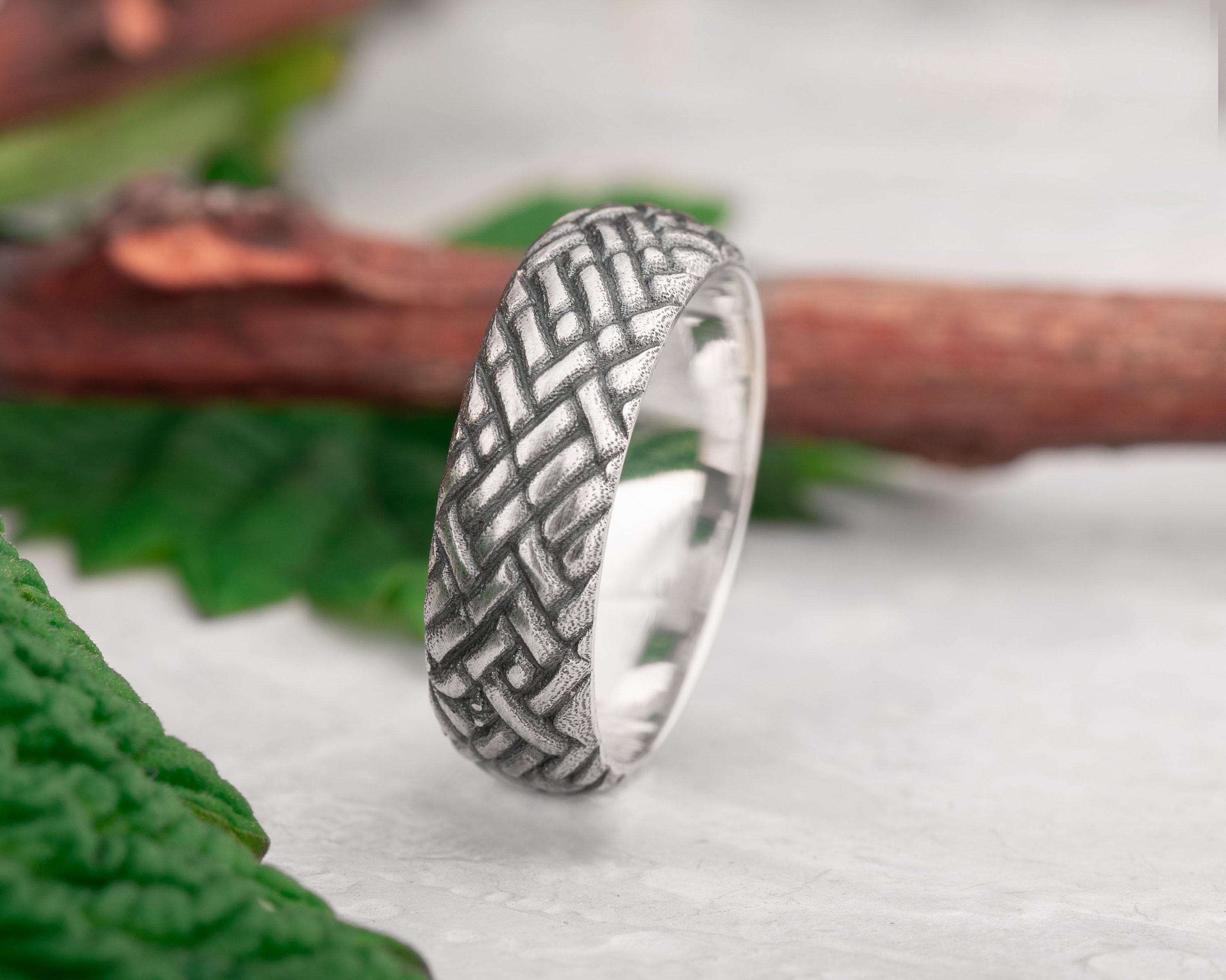 Solid Silver Band Ring Sterling Silver Braided Ring Unique - Etsy