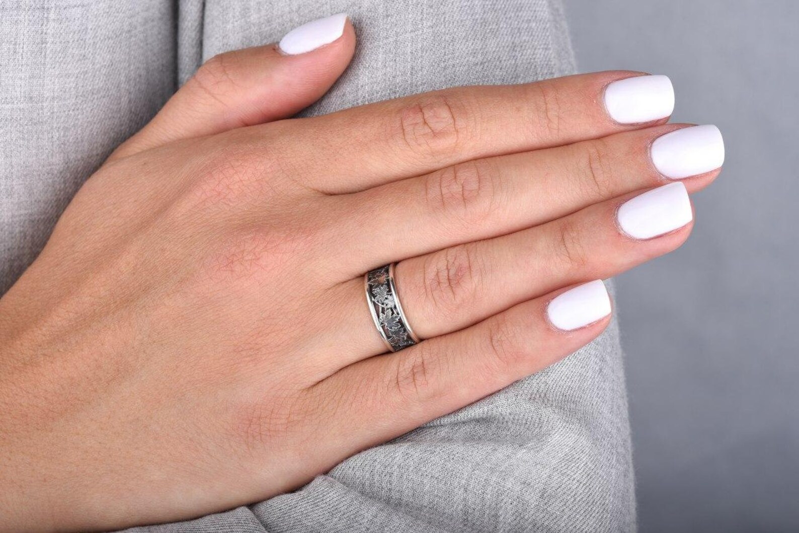 Maple Leaves Design Ring Soild Silver Carved Band Custom - Etsy