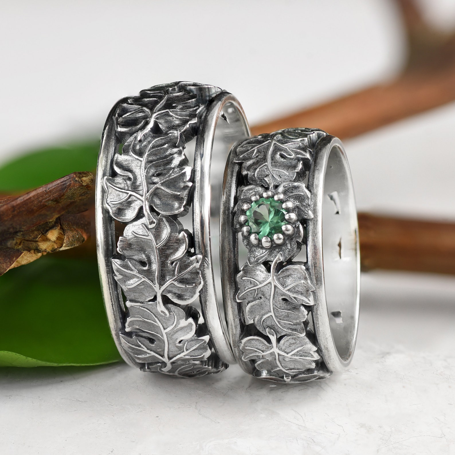 Unique Nature Leaf Wedding Ring, Nature Inspired Sterling Silver Ring ...