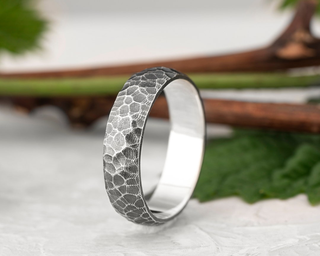 Men's Silver Ring With Texture Unique Mens Sterling Silver Ring Silver ...