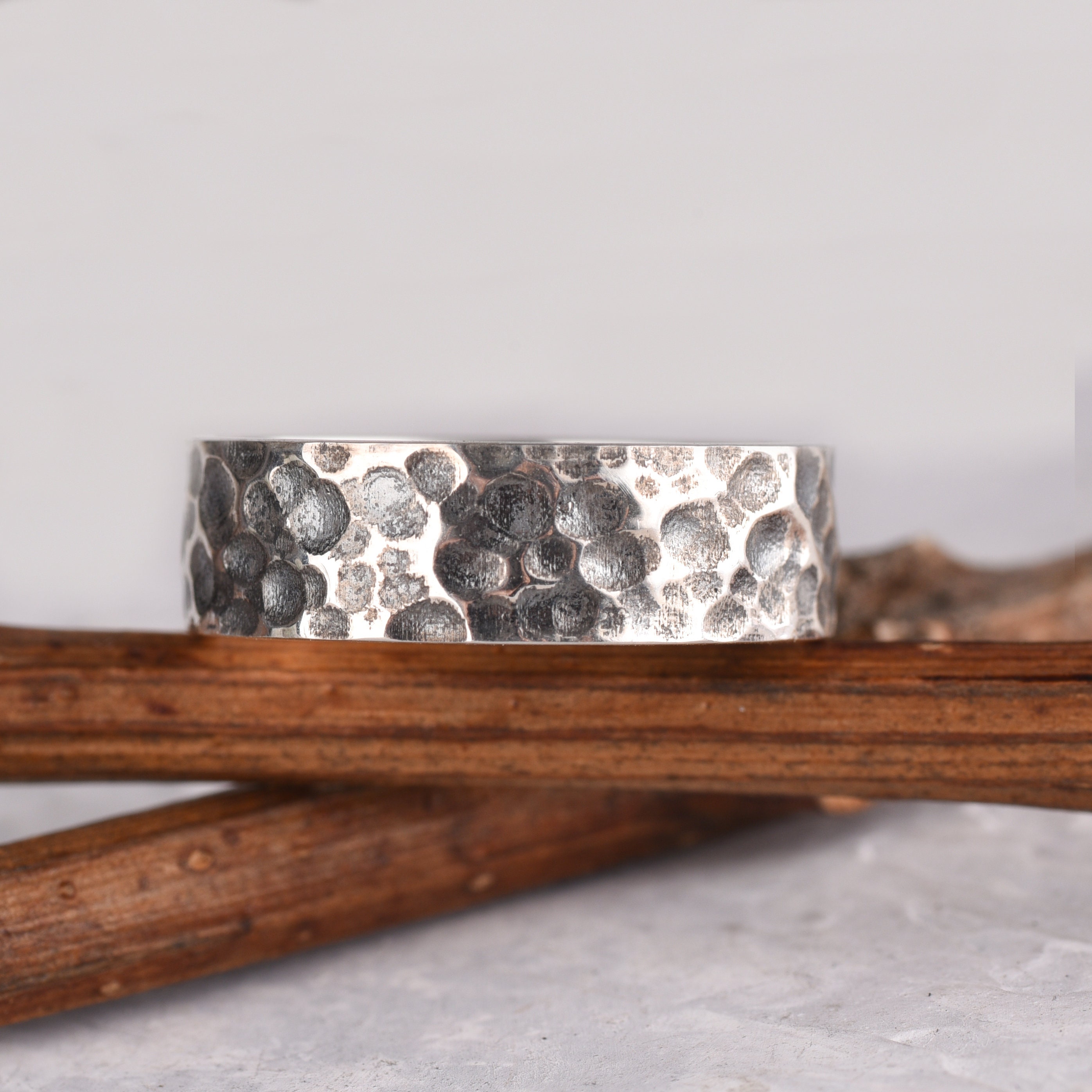 Mens Rock Wedding Band Mens Rustic Ring Sterling Silver Long - Etsy