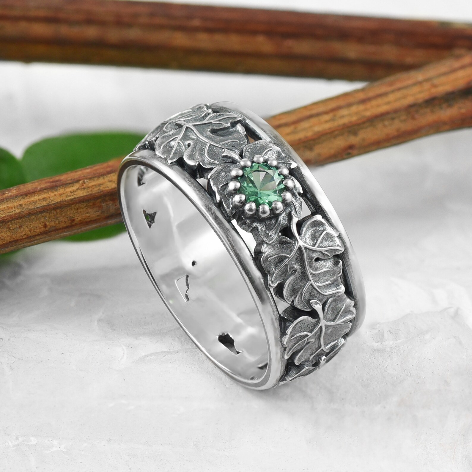 Unique Nature Leaf Wedding Ring Nature Inspired Sterling | Etsy