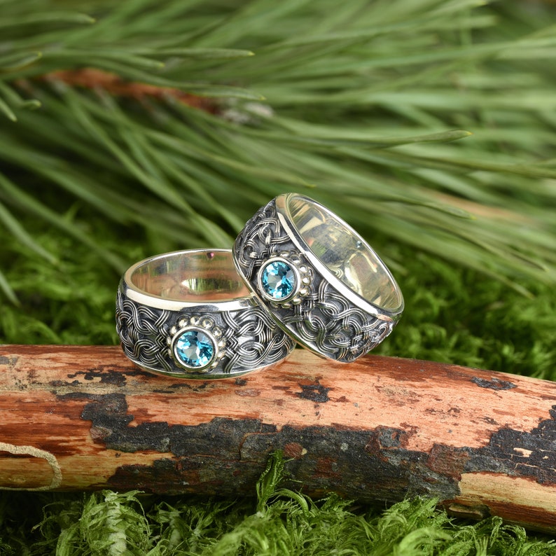 Unique Promise Rings for Couples Matching Rings With Blue - Etsy