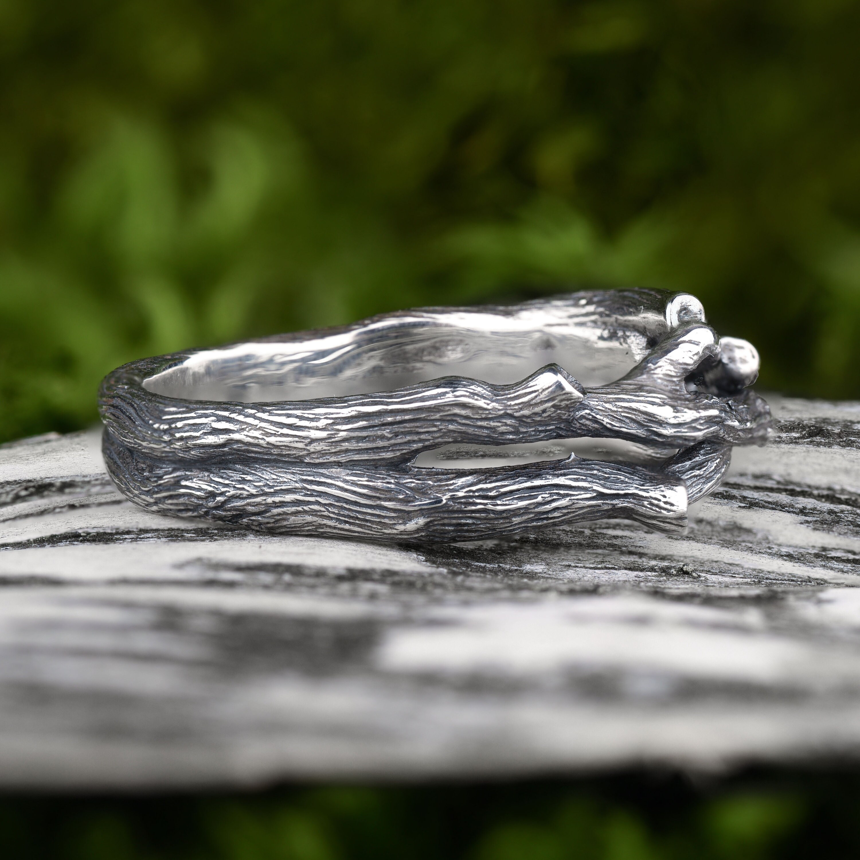 Sterling Silver Branch Ring Men Engraved Promise Ring Silver - Etsy