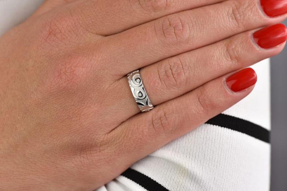 Sterling Silver Band Rings For Women Silver Circle Ring | Etsy