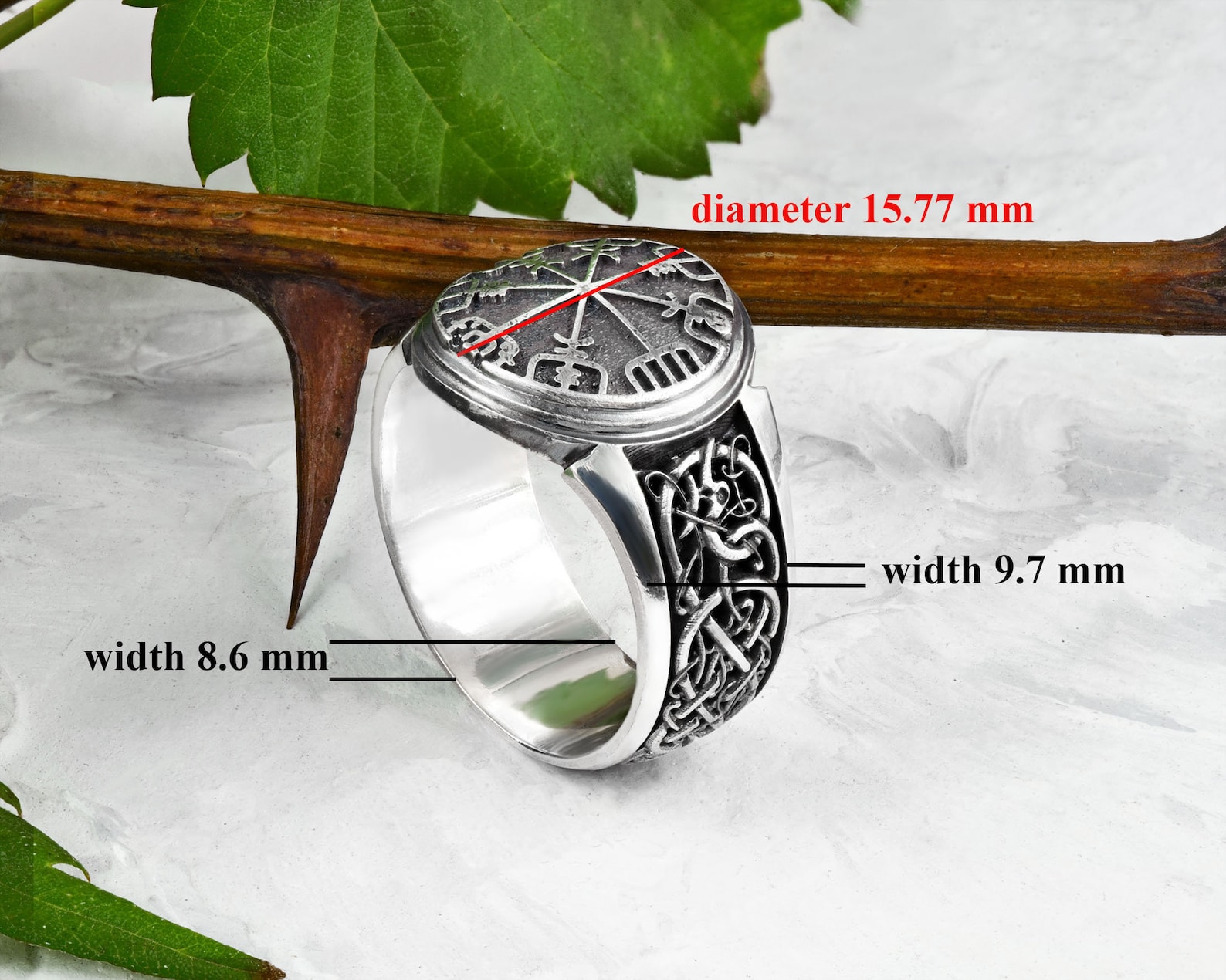 Compass Ring Runic Ring Viking Silver Rings for Men Mens - Etsy