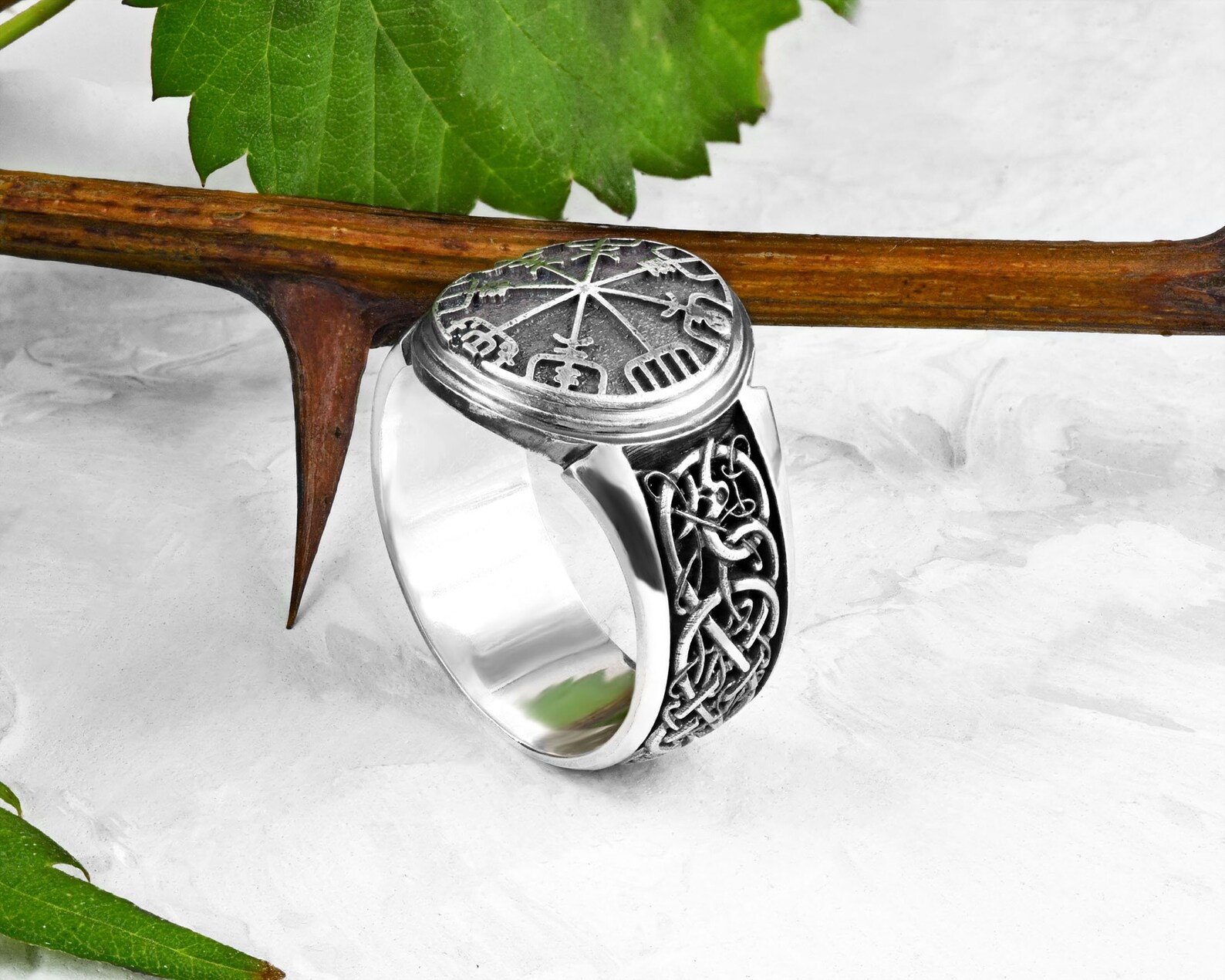 Compass Ring Runic Ring Viking Silver Rings for Men Mens - Etsy