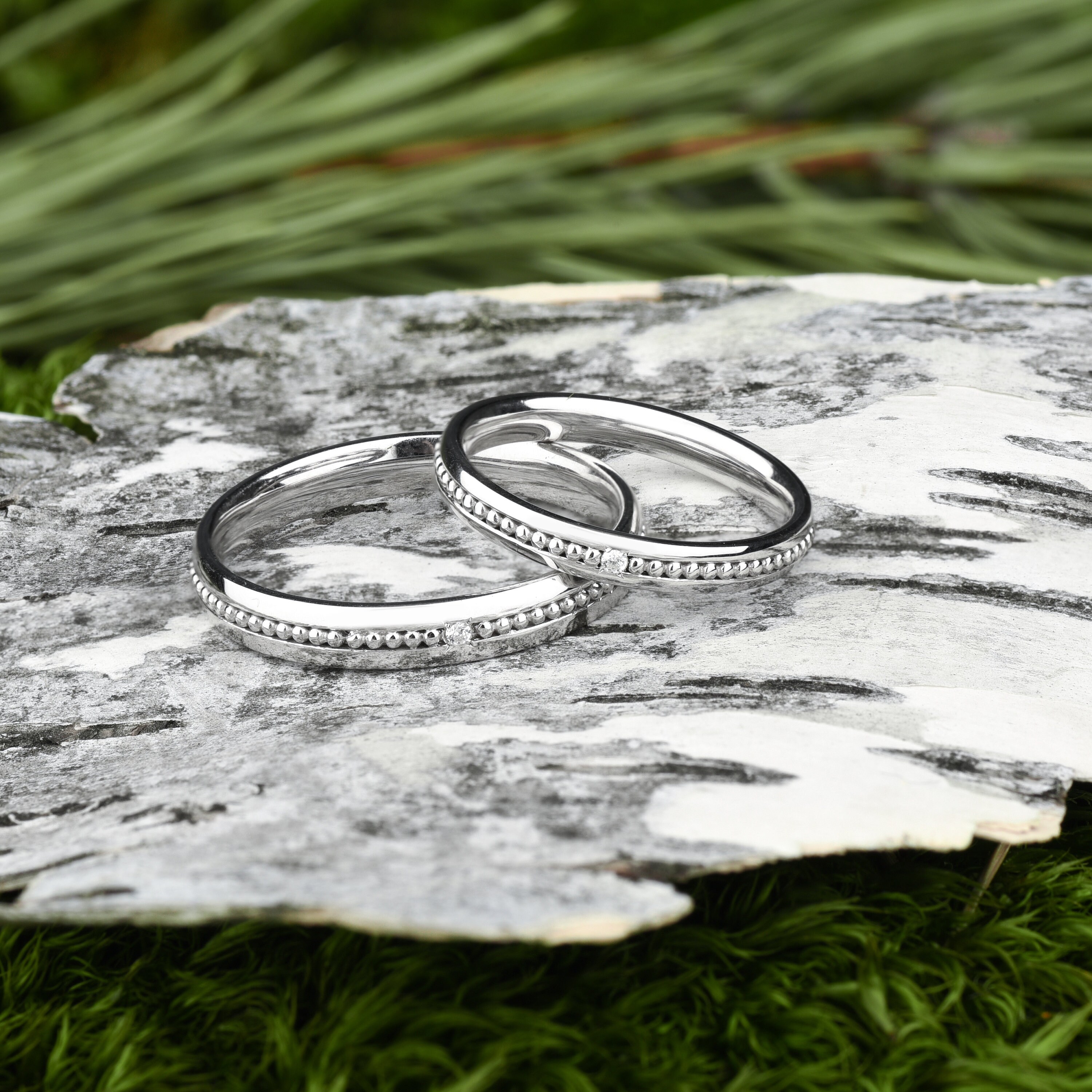 Silver Matching Rings for Couples, Minimalist Ring Set, Unique Promise ...